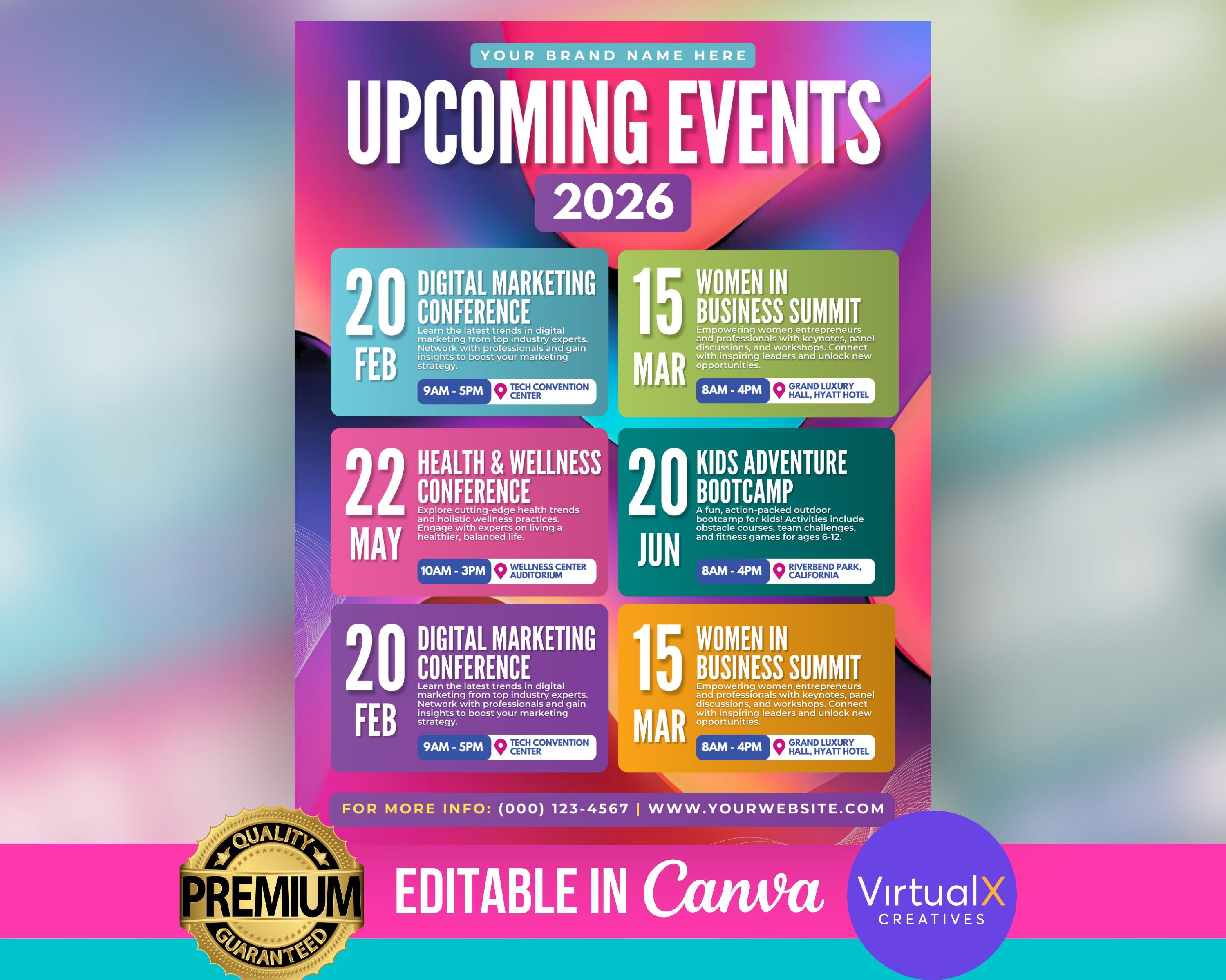 Upcoming Events Schedule Flyer, Events Agenda Flyer, Newsletter ...