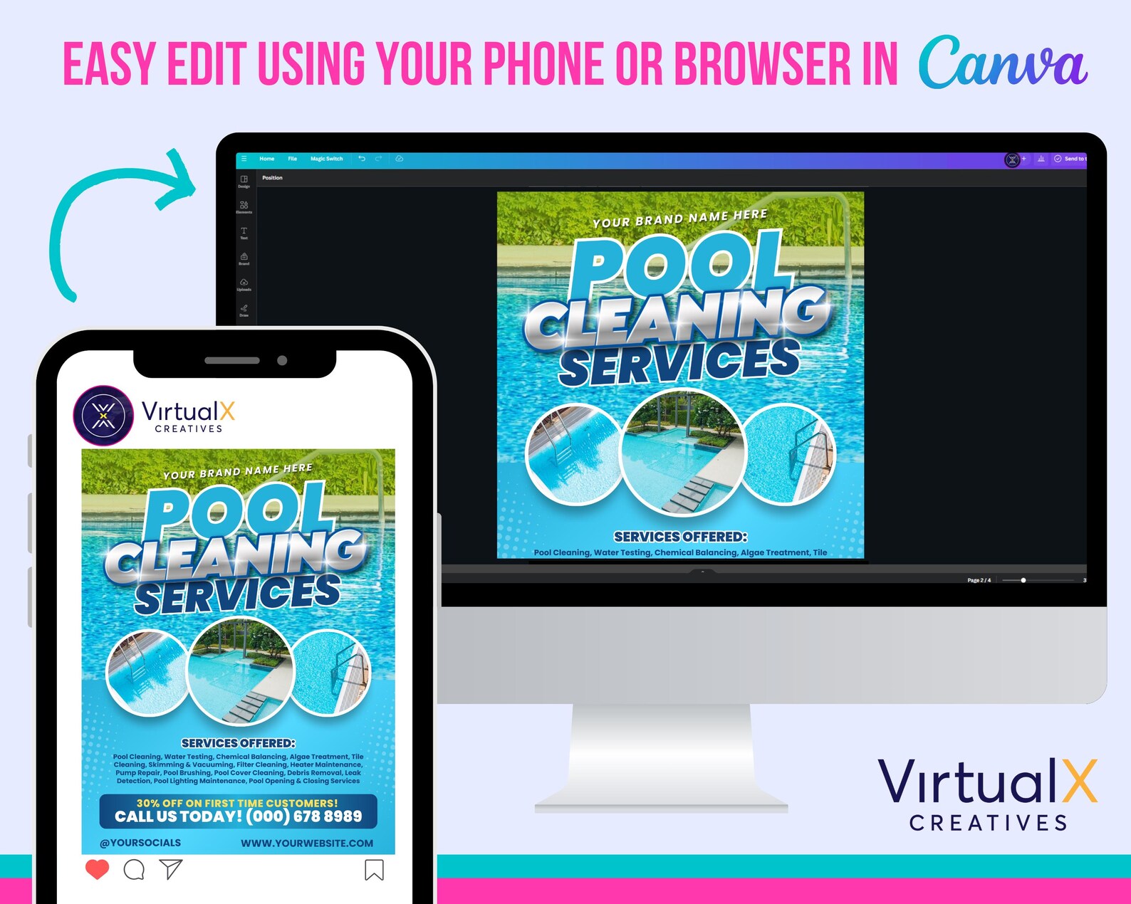 Pool Cleaning Service Flyer, Pool Care Business Flyer, Pool Expert ...