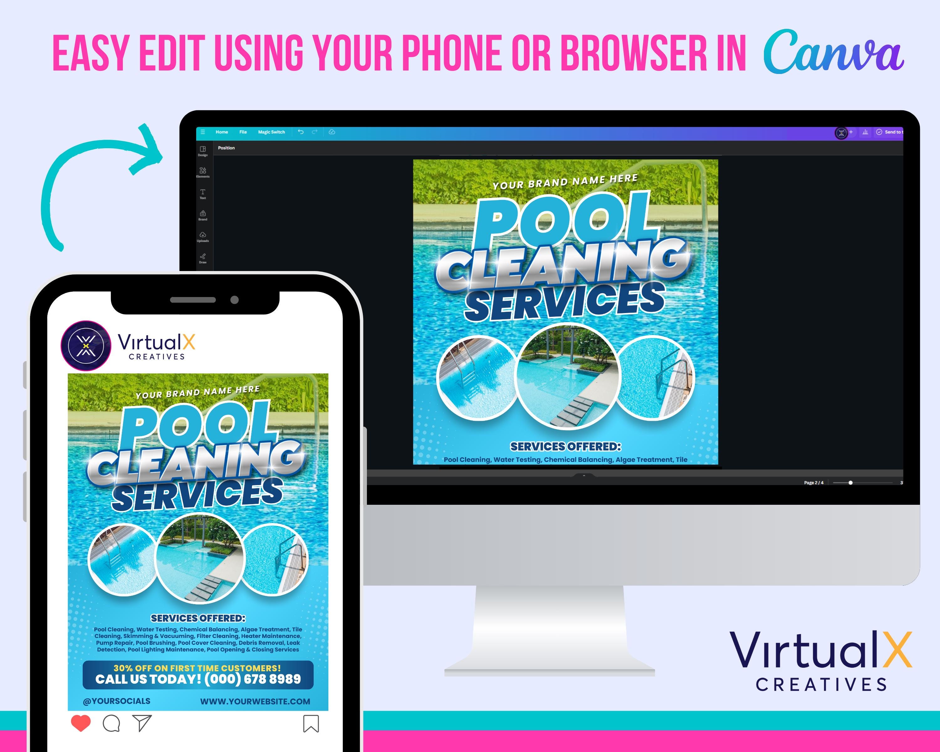 Pool Cleaning Service Flyer, Pool Care Business Flyer, Pool Expert ...