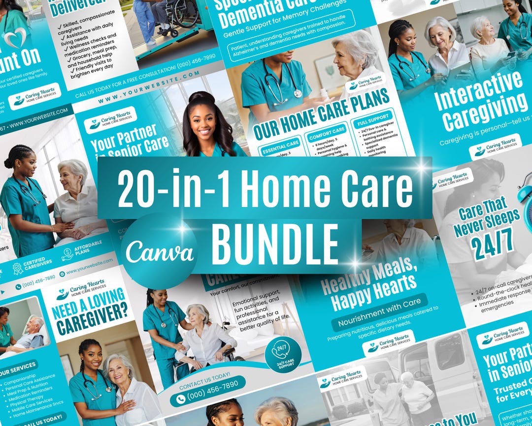 20-in 1 Flyer Bundle, Home Care Service Flyer, Home Care Assistance ...