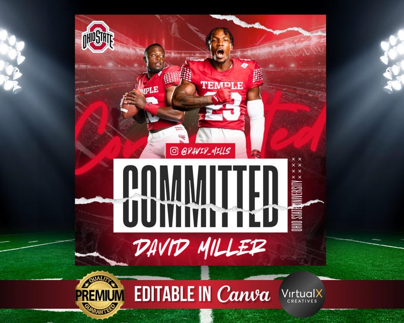 Sports Committed Poster, Commitment Social Media Flyer, Signing Day ...