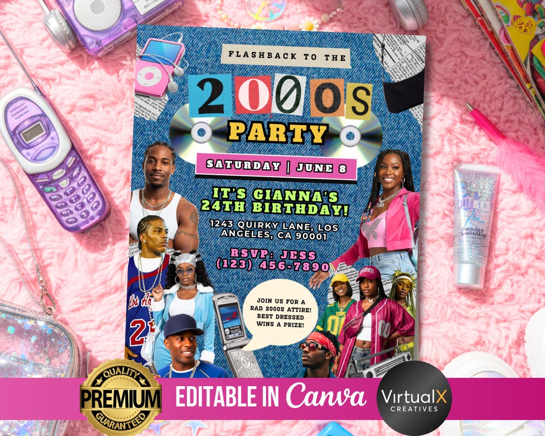 Early 2000s Themed Invitation, Hip-hop R&B Birthday Party, House Party ...