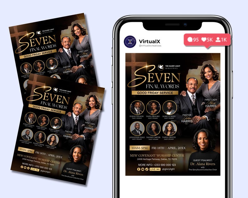 Good Friday Church Flyer Template | Seven Last Words Service Program ...