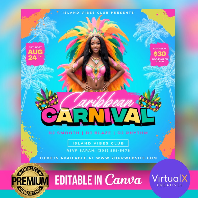 Caribbean Theme Party Flyer - Etsy UK