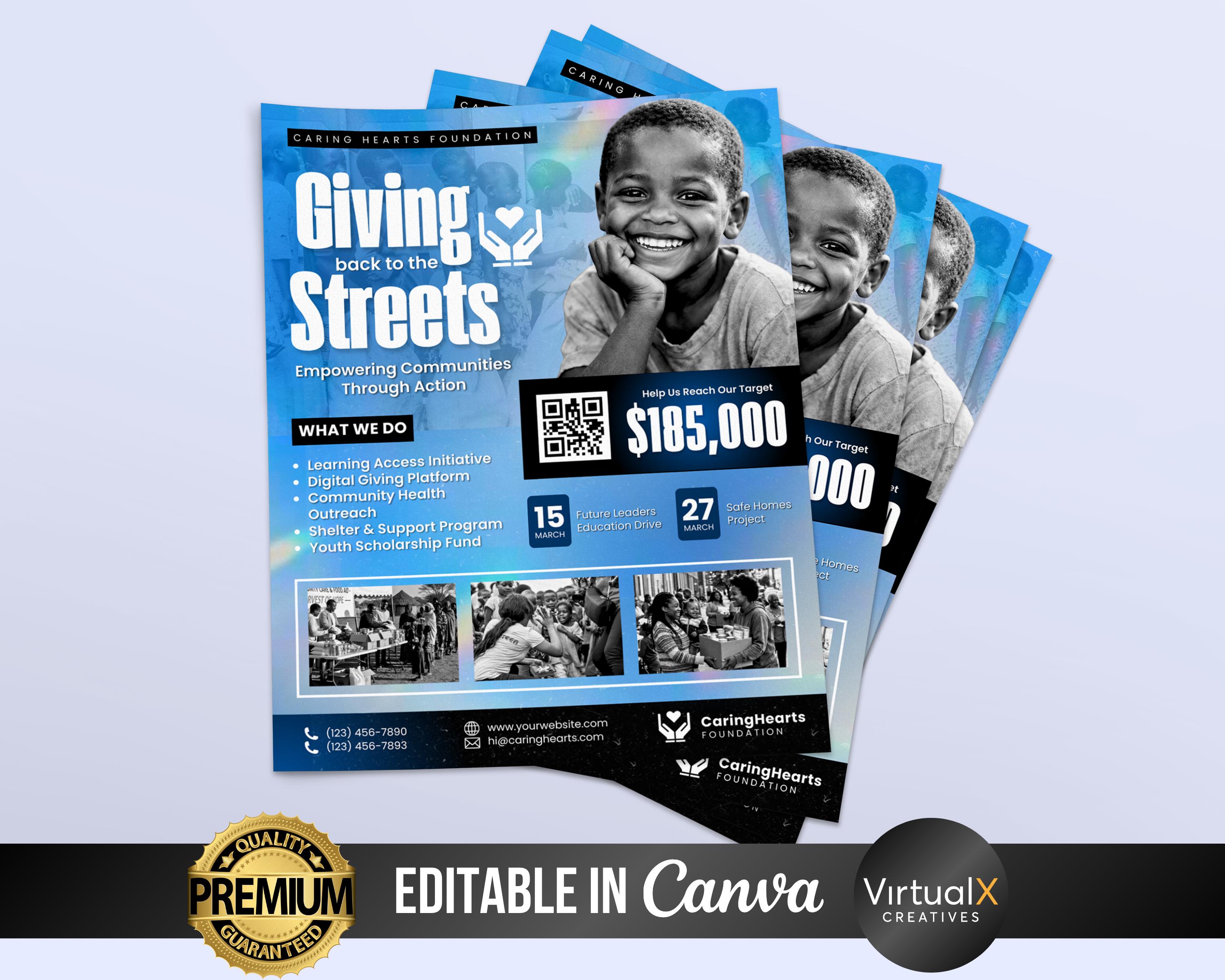 Giving Back Flyer Template | Editable Charity Donation Poster ...