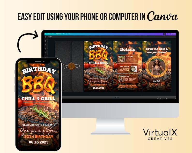 BBQ Birthday Invitation, Editable Cook Out Birthday Party Invite ...