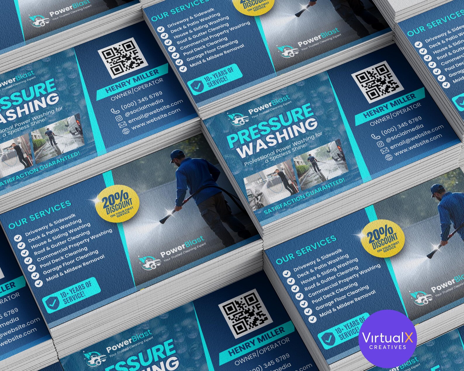 Power Washing Service Business Cards, Pressure Washing, Cleaning ...