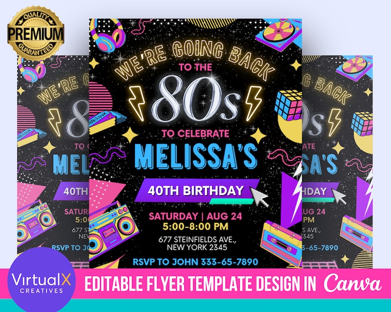 Throwback 80s Birthday Party Flyer, Retro Bday, House Party Invite ...
