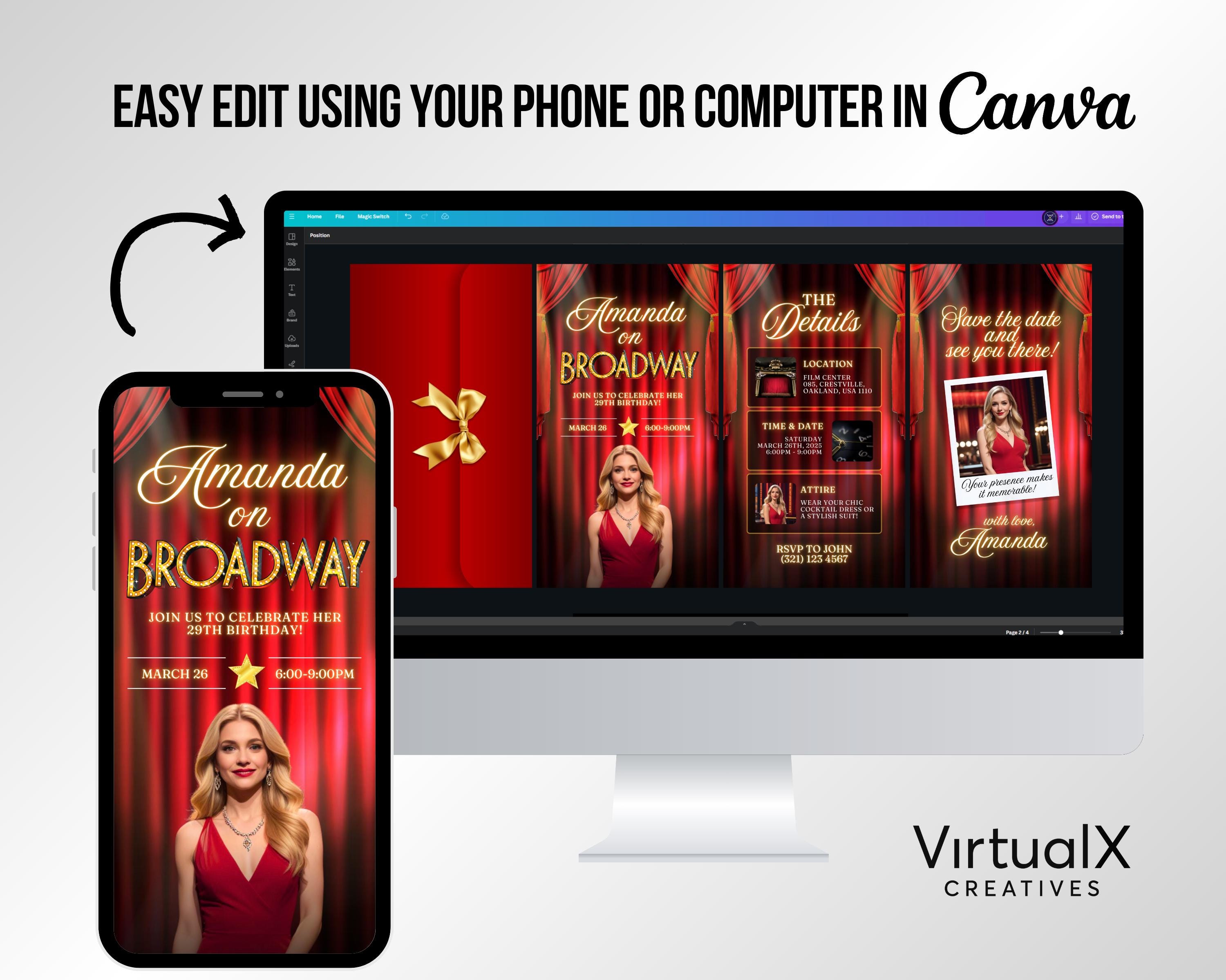 Theater Animated Invitation, Star VIP Pass Themed Birthday Video Invite ...