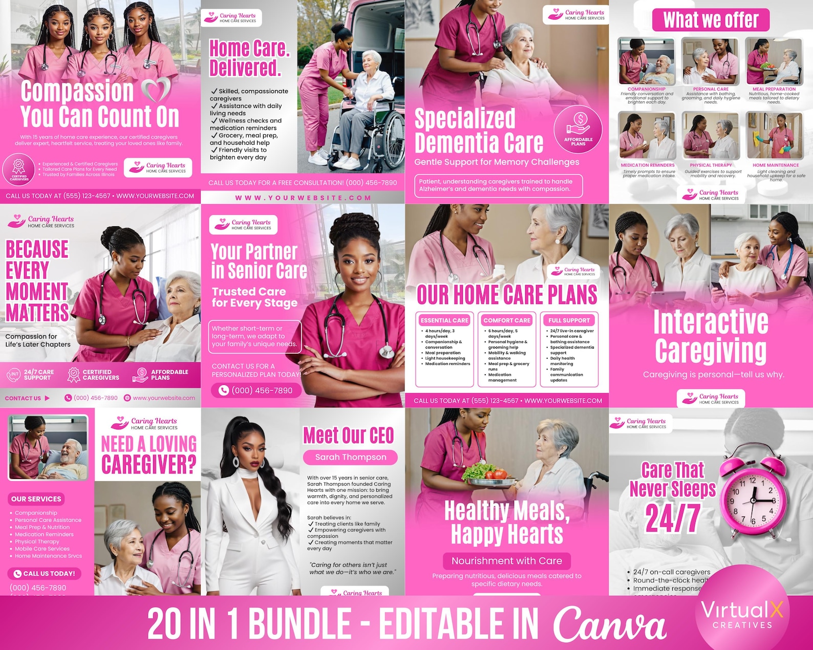 20-in 1 Flyer Bundle, Home Care Service Flyer, Home Care Assistance ...