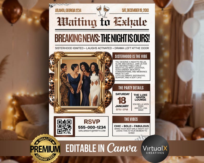 Waiting to Exhale Games Night | Girls’ Boho Poker & Bingo Party Invite ...