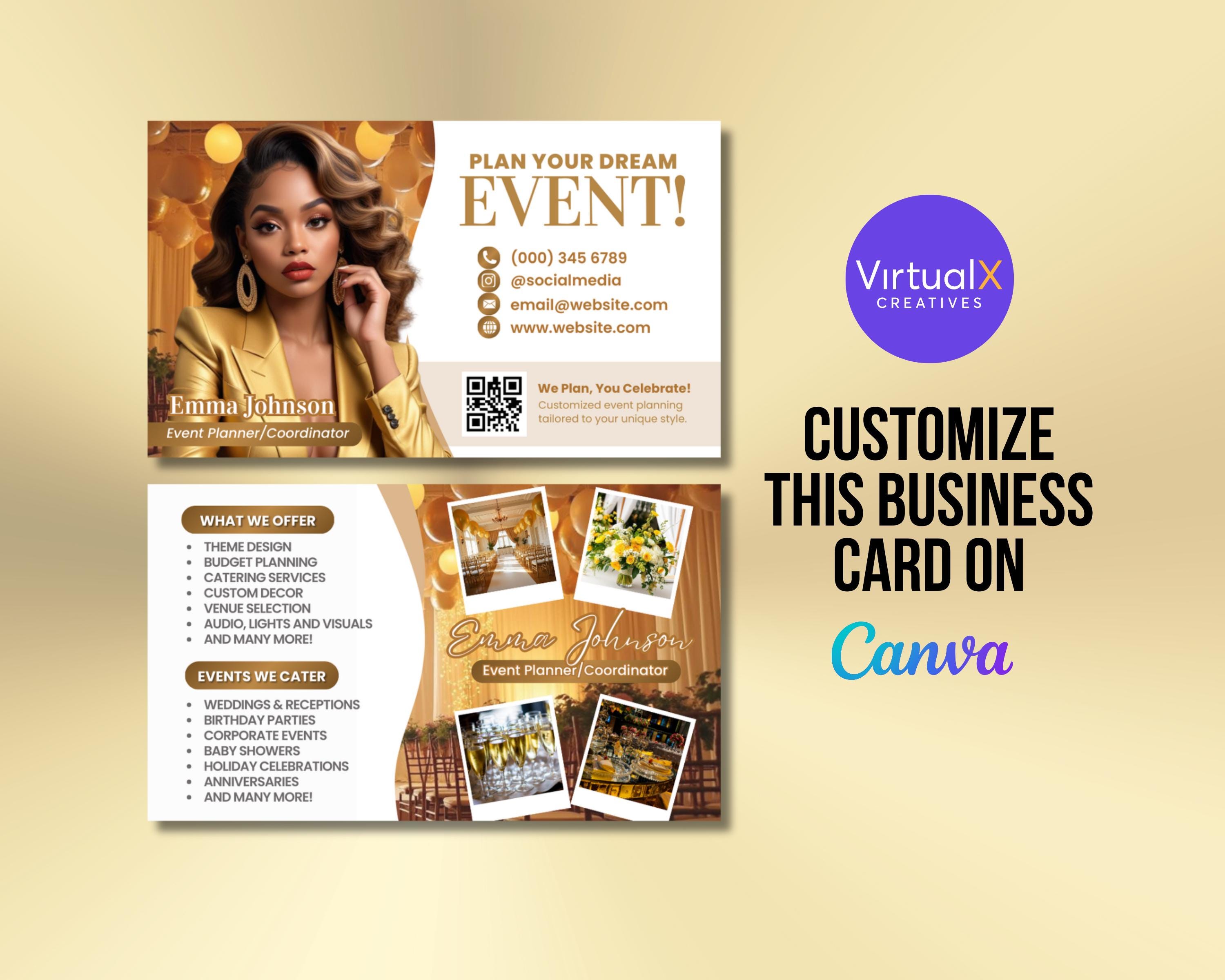 Event Planner Business Cards, Events Business Card, Party Planner ...
