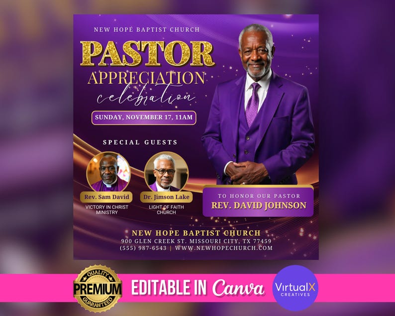 Pastor Appreciation Flyer, Worship Church Flyer, Prayer Conference ...