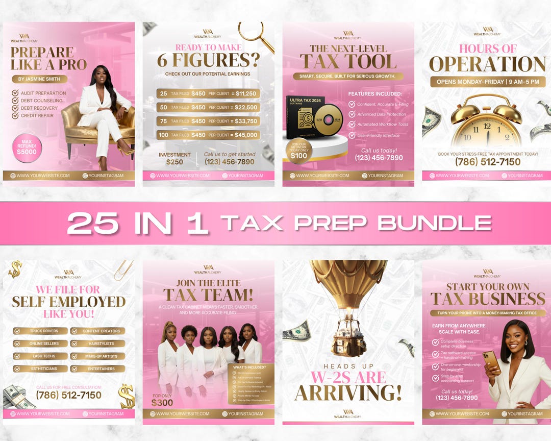 25 Tax Prep Service Flyer Bundle, Luxury Tax Season Flyers, Credit ...