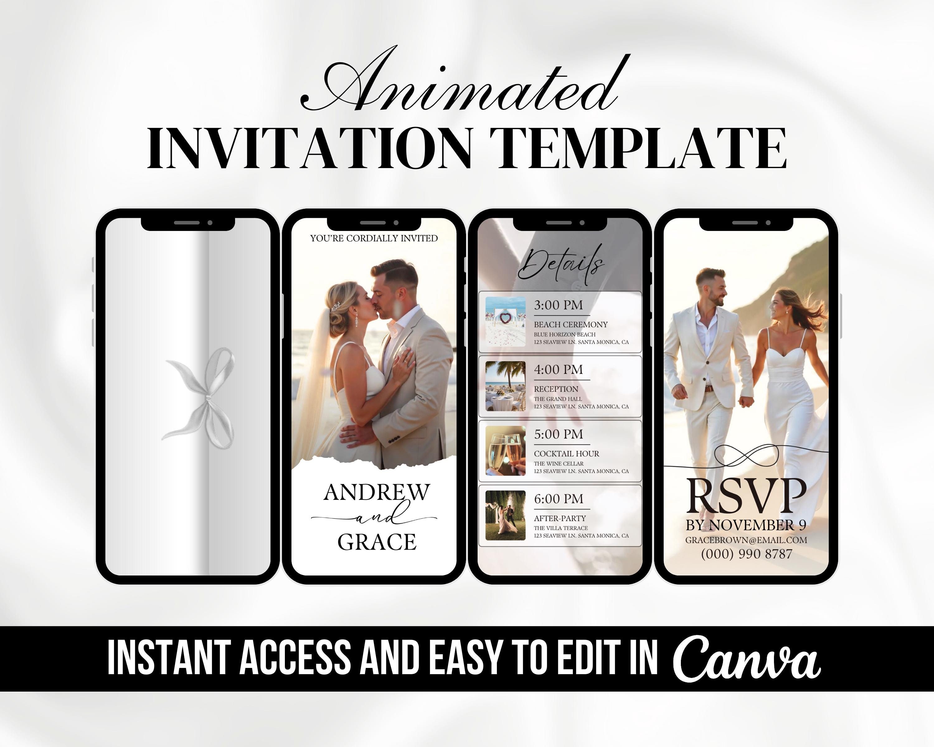 Animated Wedding Invitation Template, RSVP Wedding Video Invite, Save ...