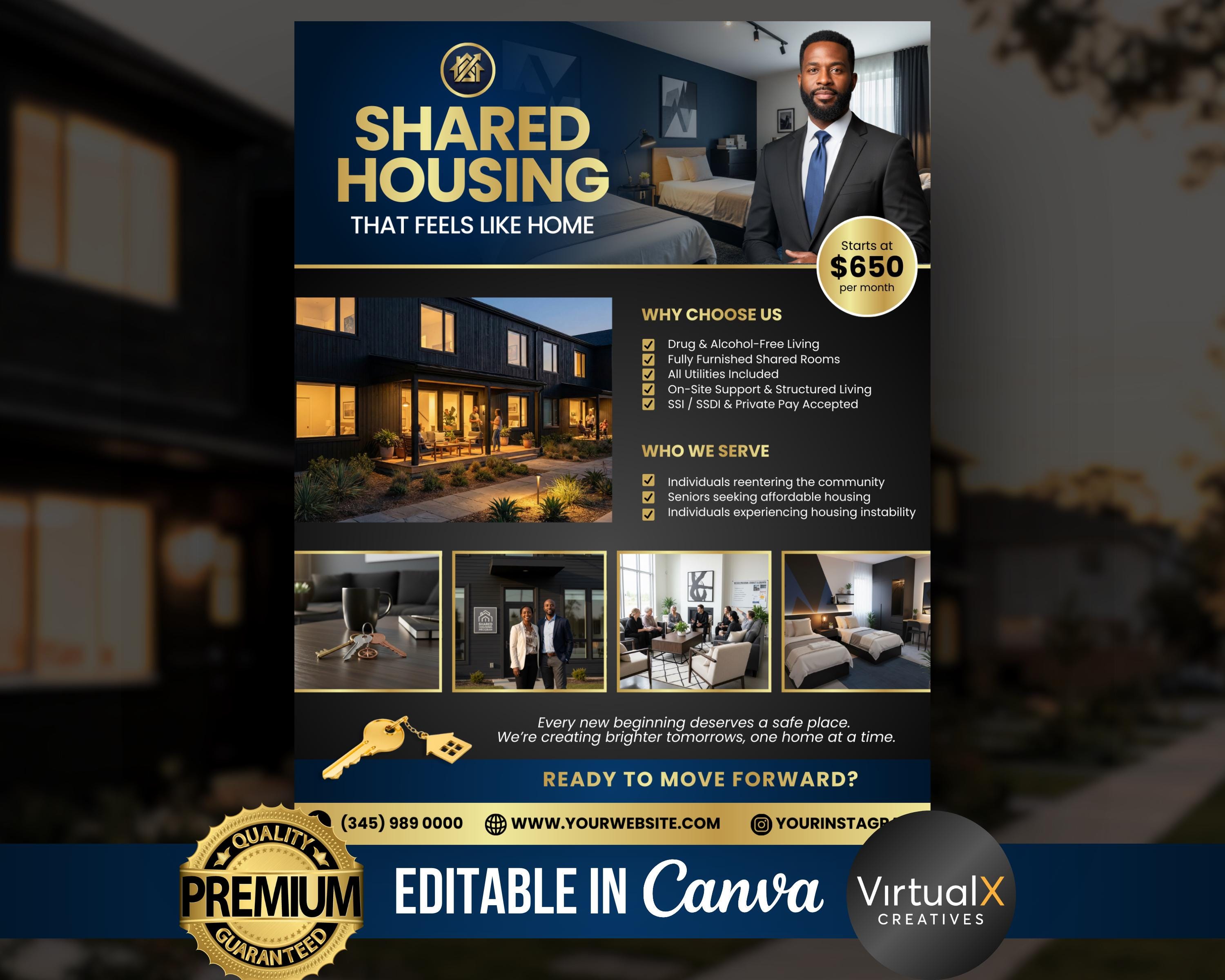 Shared Housing Program Flyer | Transitional Housing & Sober Living ...