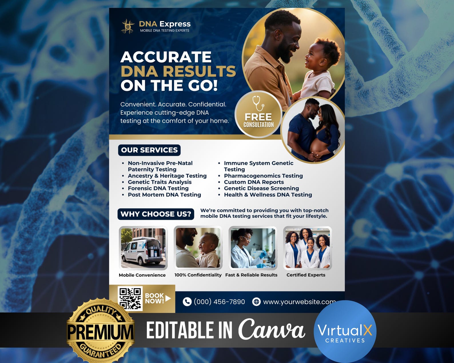Mobile Lab Testing Flyer, Medical DNA Testing, DNA Lab Service ...