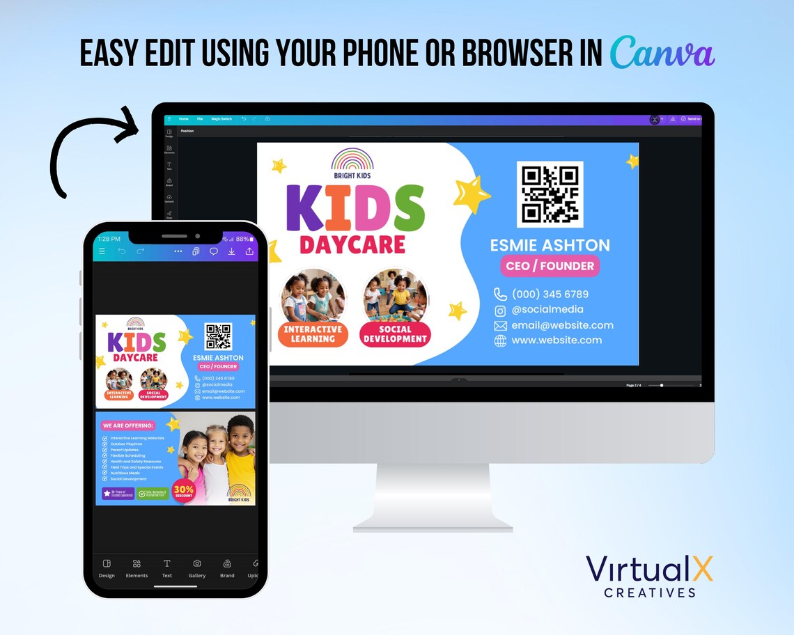 Kids Daycare Business Cards, Child Care Card, Baby Sitter Service ...
