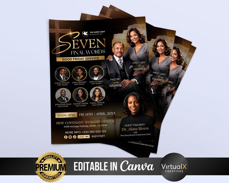 Good Friday Church Flyer Template | Seven Last Words Service Program ...