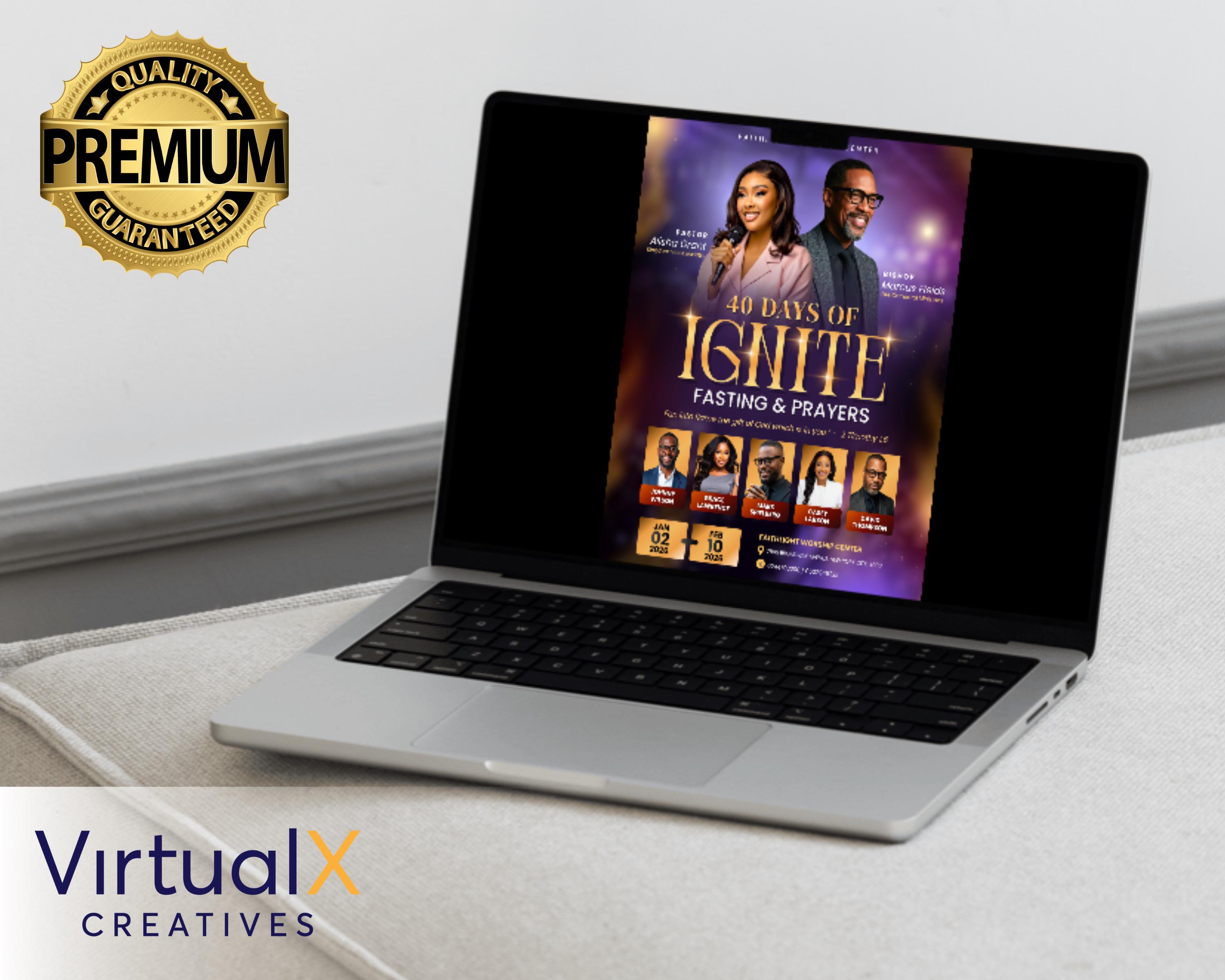 40 Days of Ignite Flyer, Church Revival Canva Template, Fasting and ...