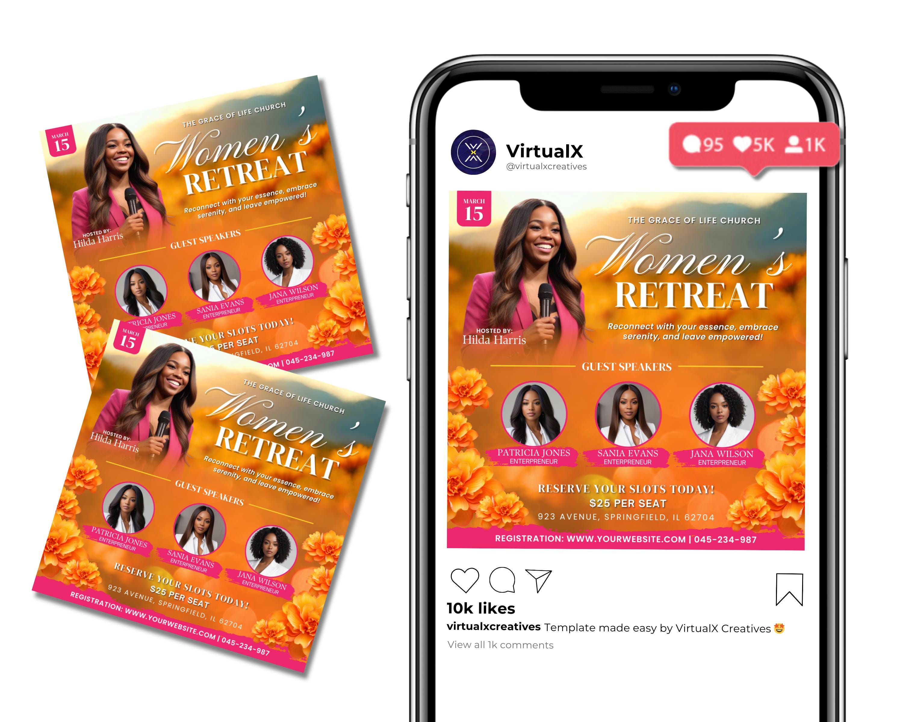 Women's Retreat Flyer, Women's Meeting Conference Flyer, Guest Speaker ...