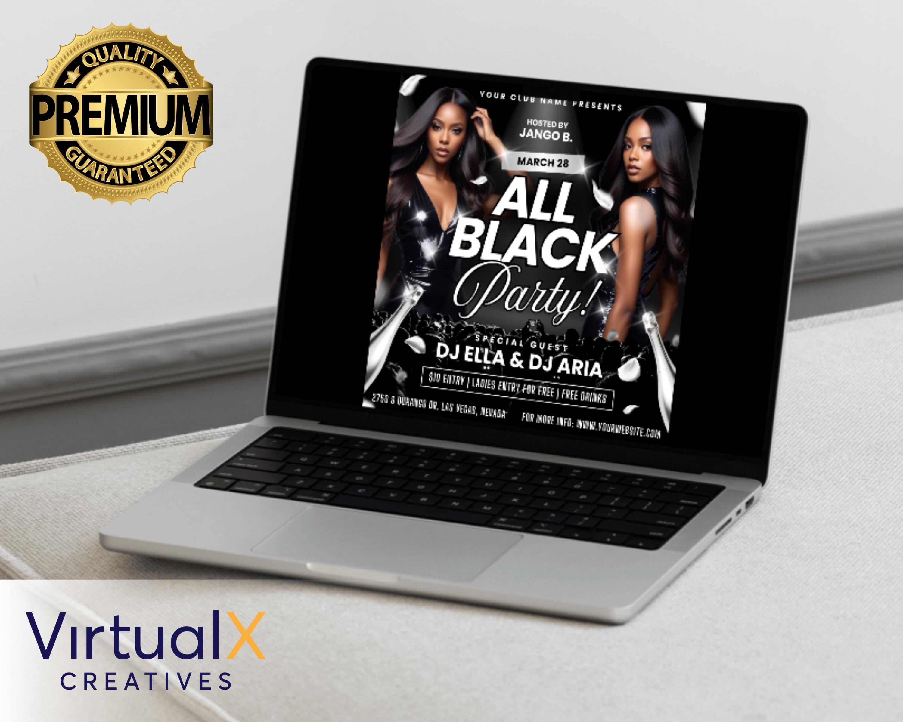 All Black Party Flyer, All Black Affair Club Flyer, DJ Night Club Event ...