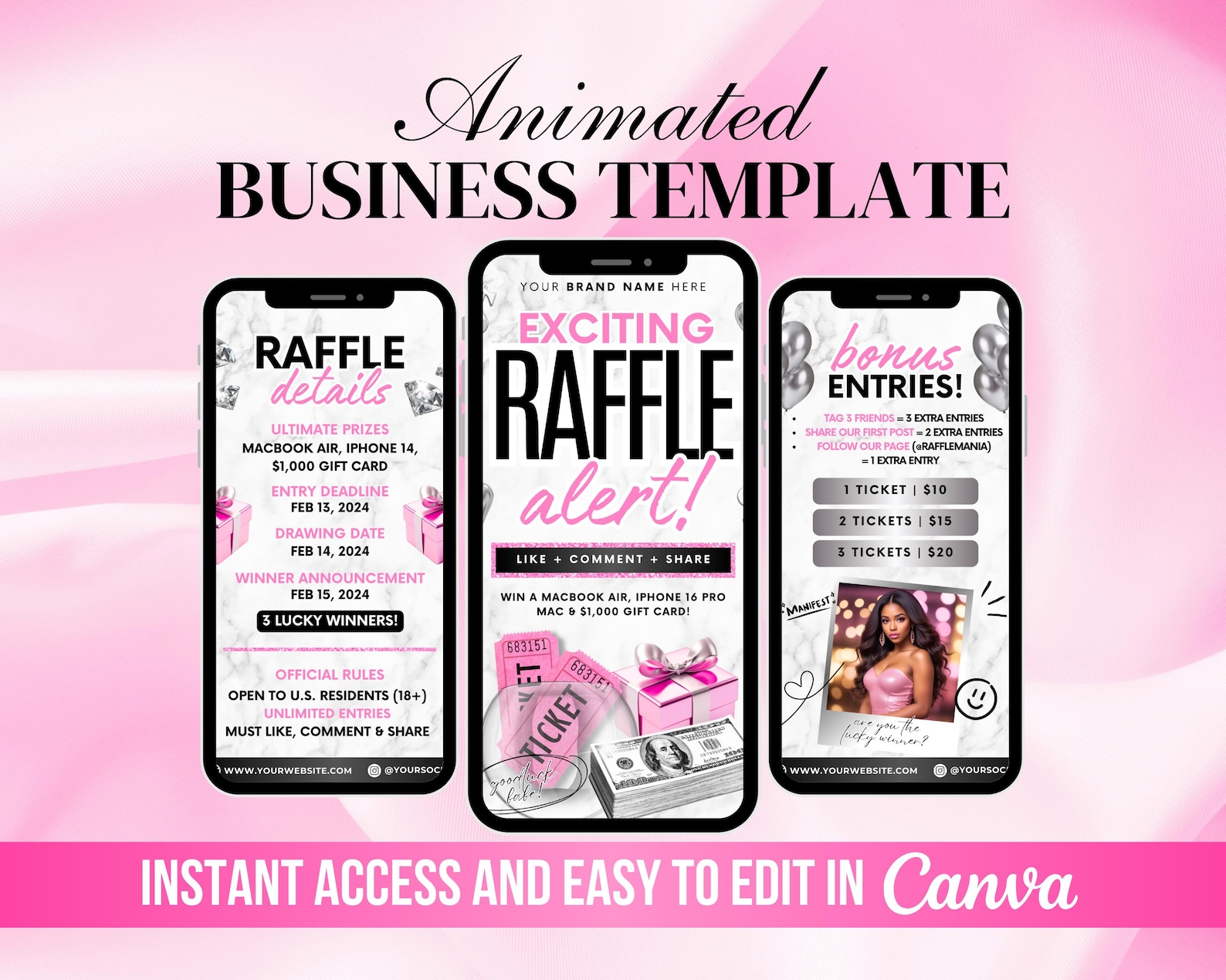Raffle Giveaway Animated, Raffle Video, DIY Giveaway Template, Raffle ...