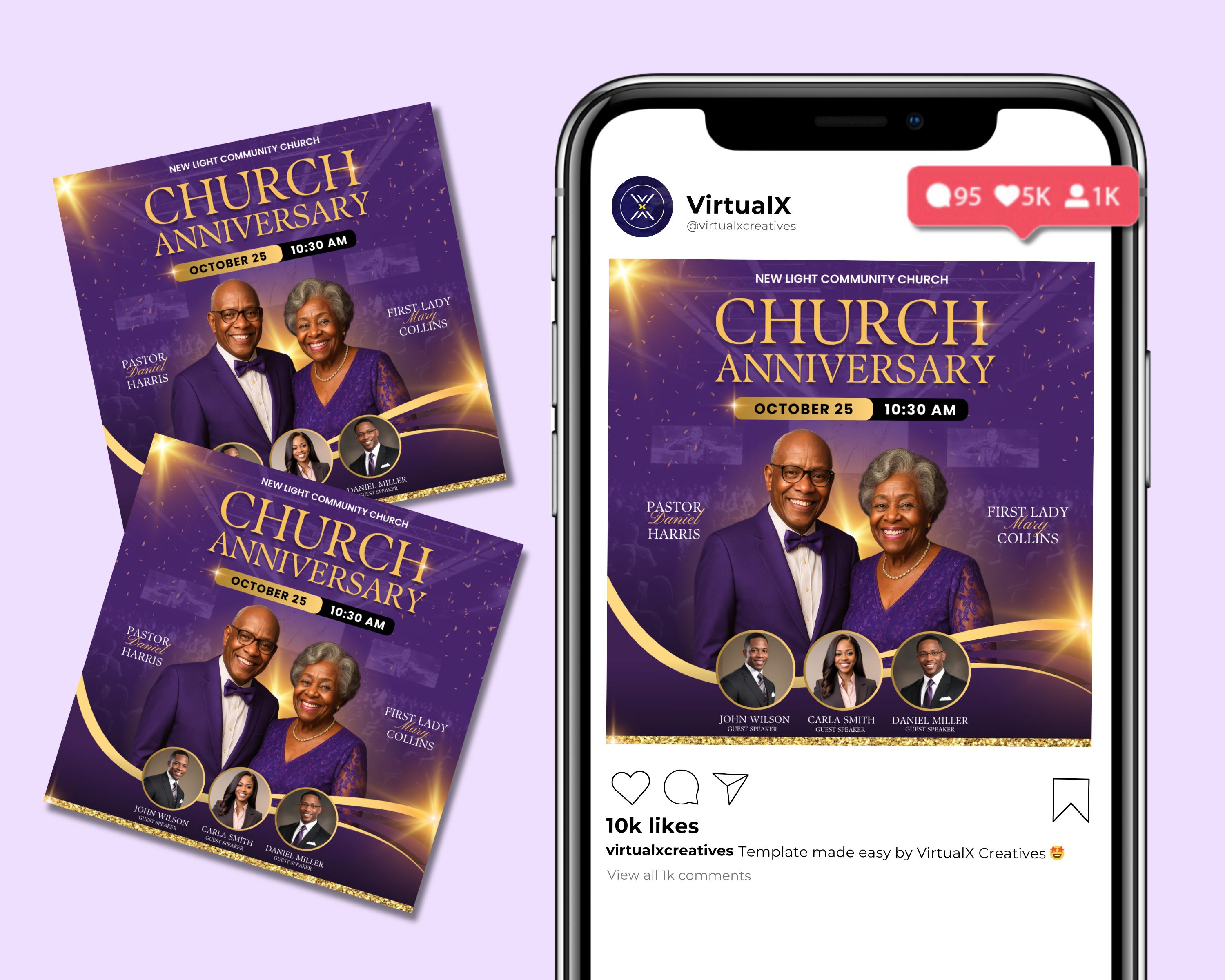 Church Anniversary Flyer, Pastor Appreciation Flyer, Pastor and Wife ...