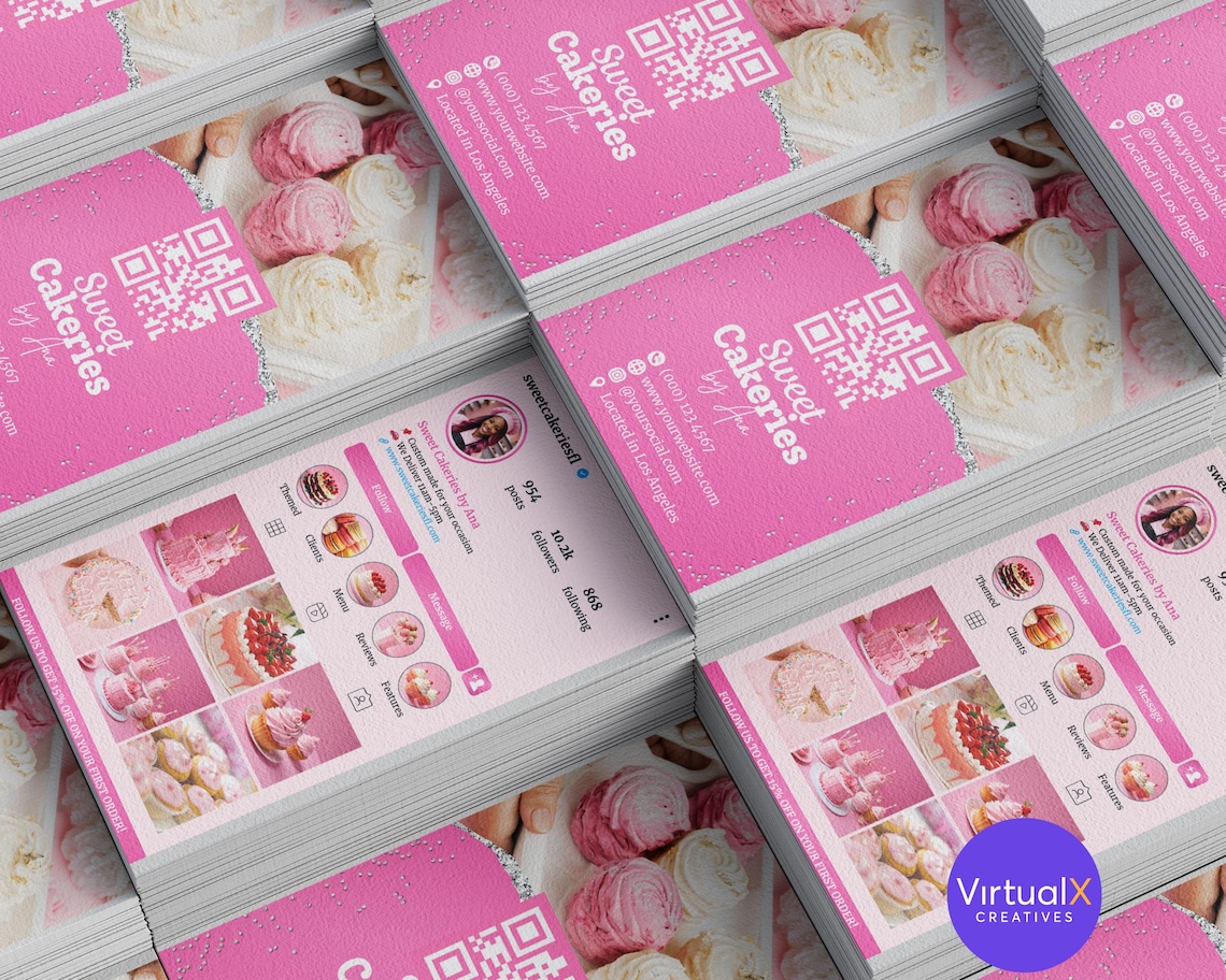 Bakery Instagram Business Card, QR Card, Cake Shop IG Calling Card ...