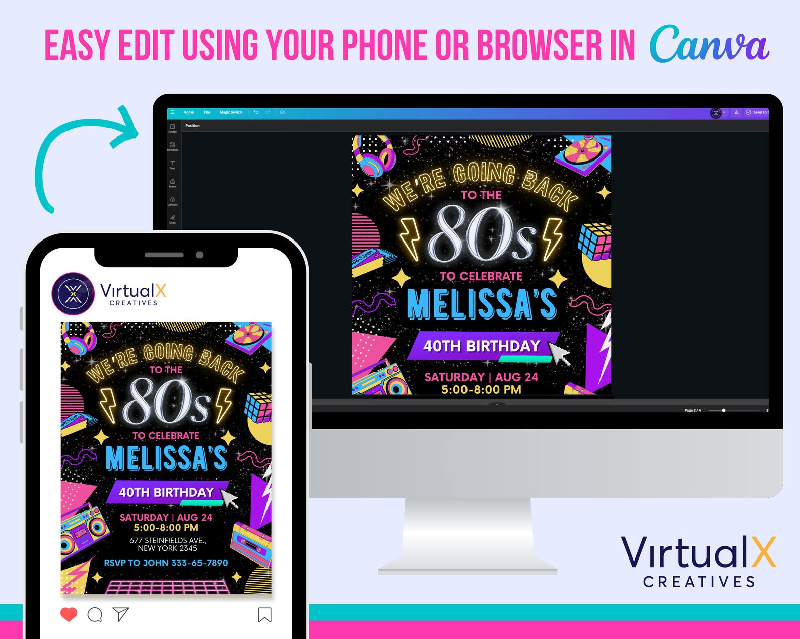 Throwback 80s Birthday Party Flyer, Retro Bday, House Party Invite ...