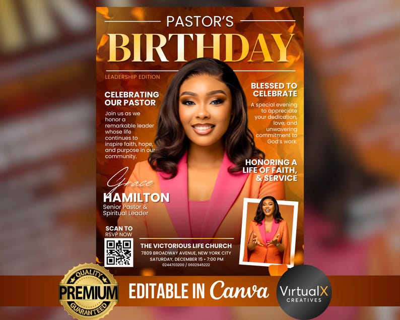 Pastors Birthday Celebration Flyer | Pastor Appreciation Magazine ...