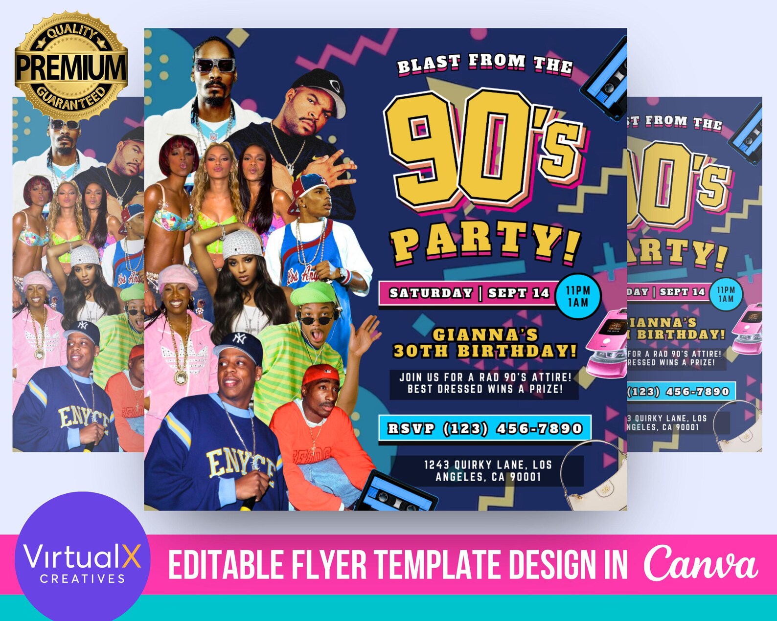 90s Birthday Party Flyer, Retro Birthday Party, House Party Invite, DIY ...