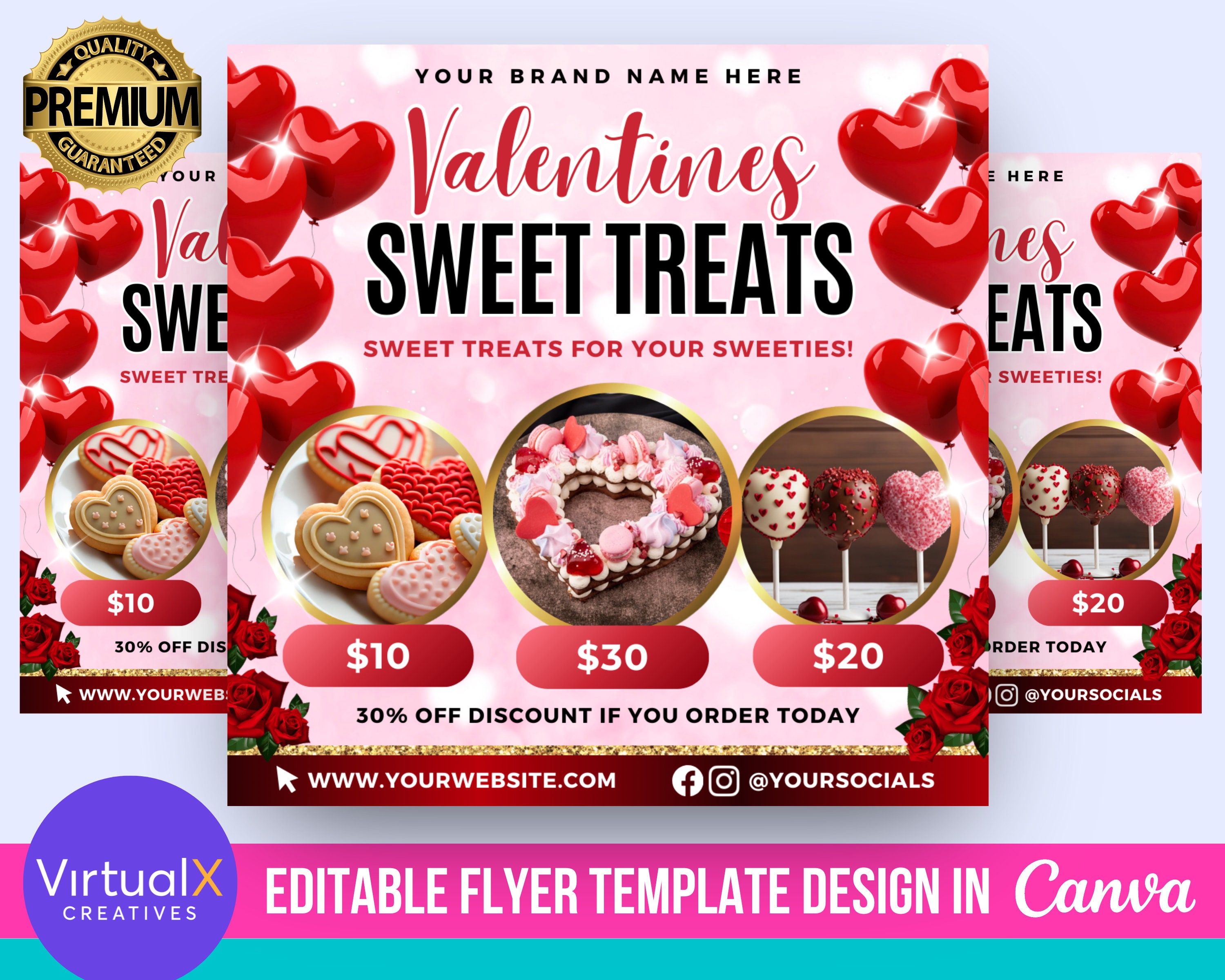 Valentine Treats Flyer, Sweet Treats Flyer, Cake Flyer, Dessert Flyer ...
