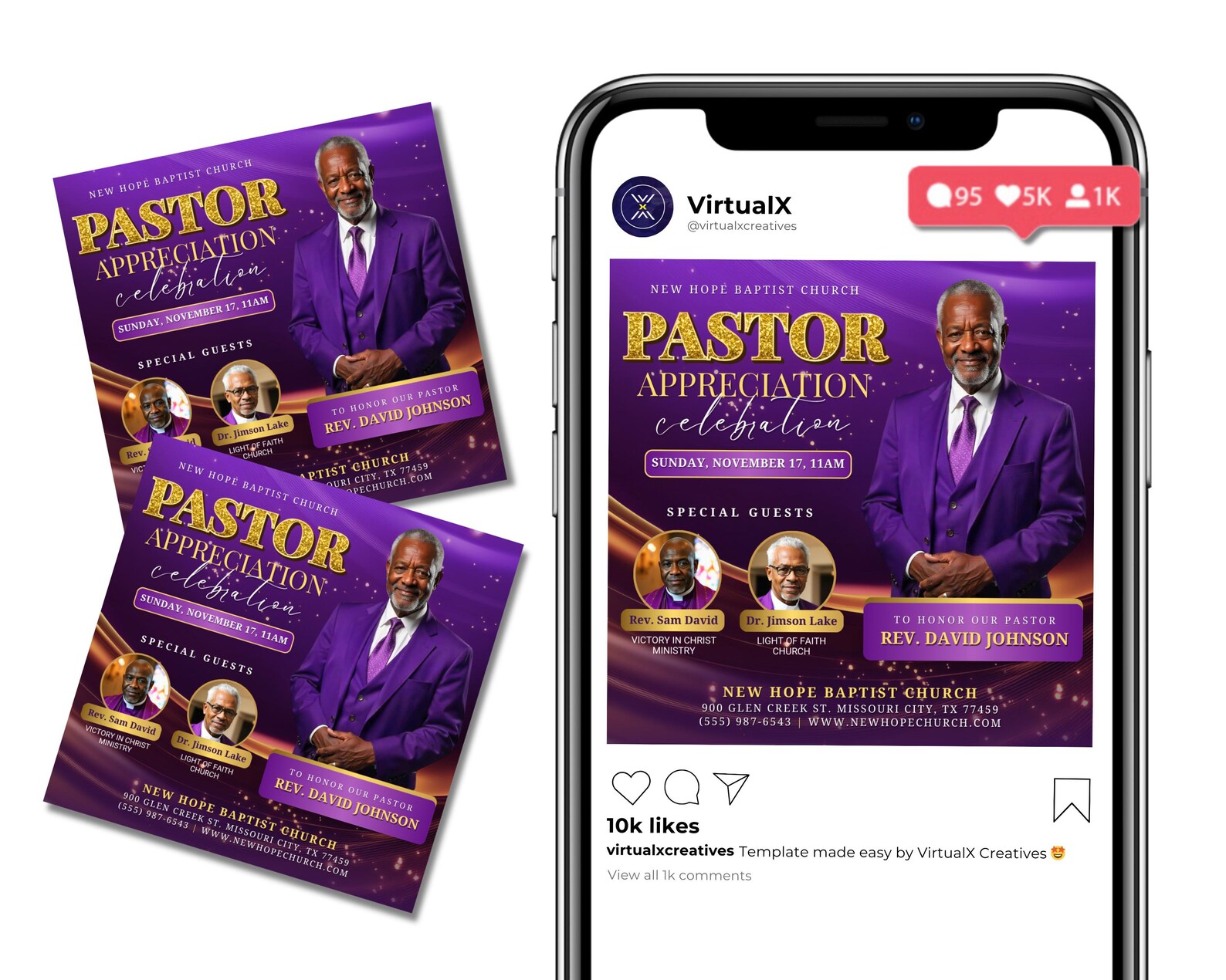 Pastor Appreciation Flyer, Worship Church Flyer, Prayer Conference ...