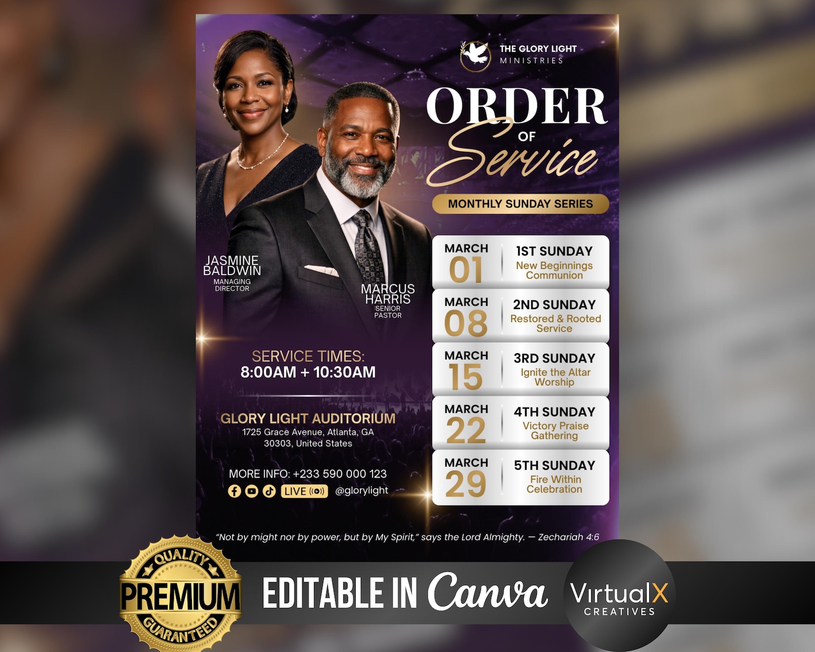 Church Order of Service Flyer, Ministry Calendar, Upcoming Events ...