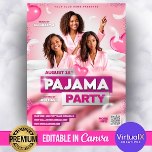 Womens Pajama Party Flyer, Pajama House Party Flyer, Club DJ Party ...