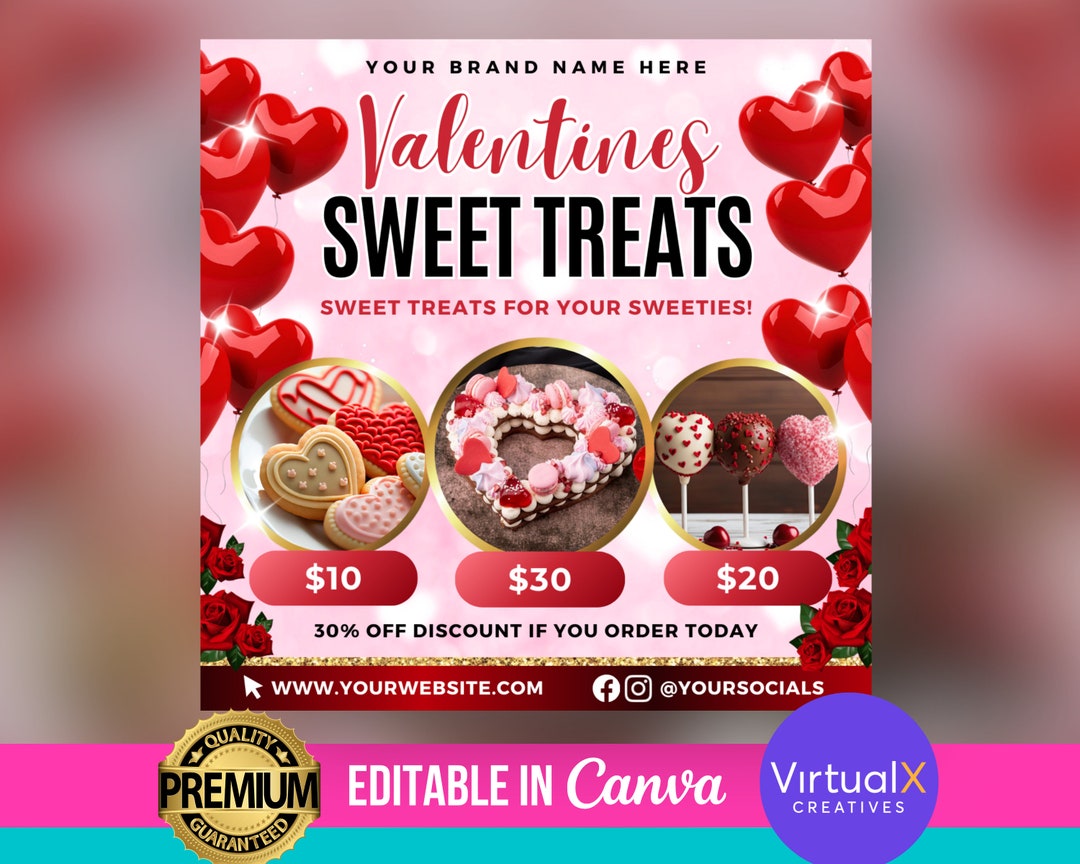 Valentine Treats Flyer, Sweet Treats Flyer, Cake Flyer, Dessert Flyer ...