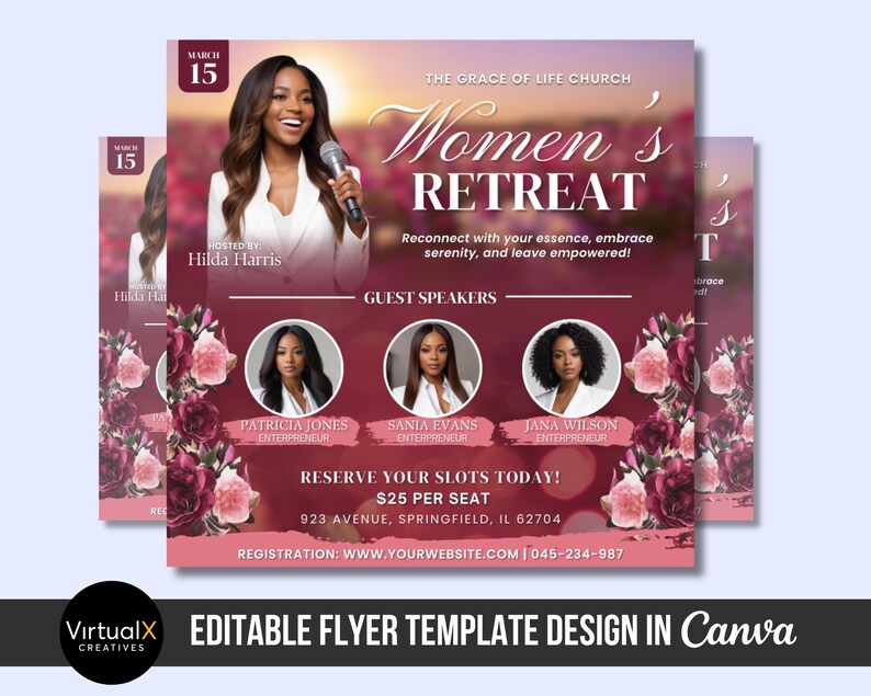 Women's Retreat Flyer, Women's Meeting Conference Flyer, Guest Speaker ...