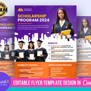 Scholarship Program Flyer, Scholarship Announcement Flyer, Editable ...