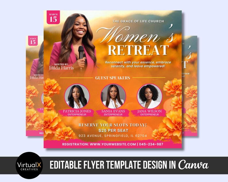 Women's Retreat Flyer, Women's Meeting Conference Flyer, Guest Speaker ...