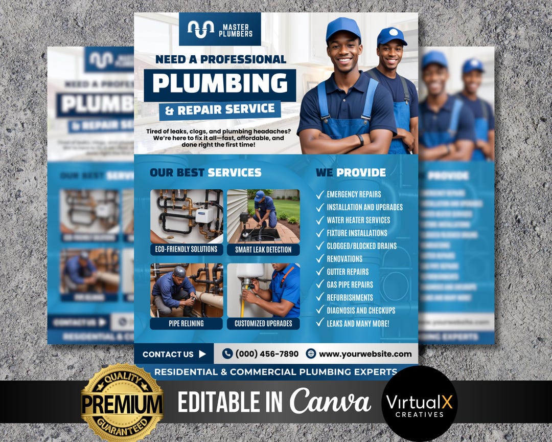 Plumbing Services Flyer, DIY Plumbing Repairs Maintenance Flyer ...