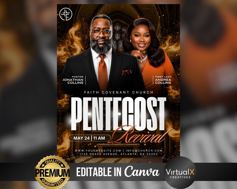 Pentecost Sunday Flyer Template | Holy Spirit Church Service Poster ...