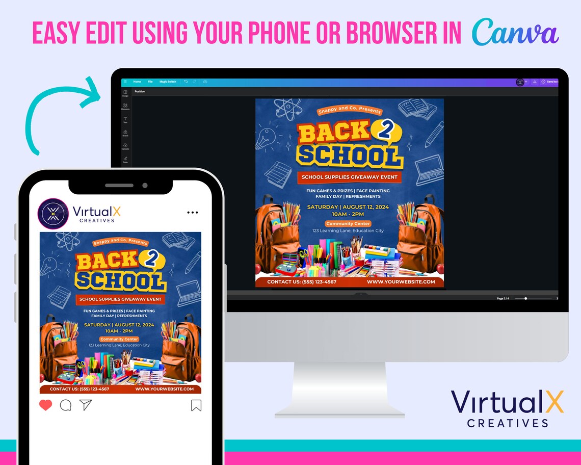 Back to School Event, Back to School Supply Drive, Canva Editable Flyer ...