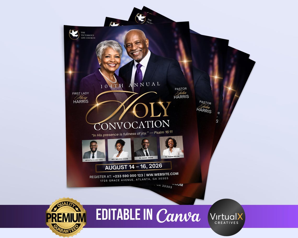 Holy Convocation Church Flyer Template | Pastor Anniversary Program ...