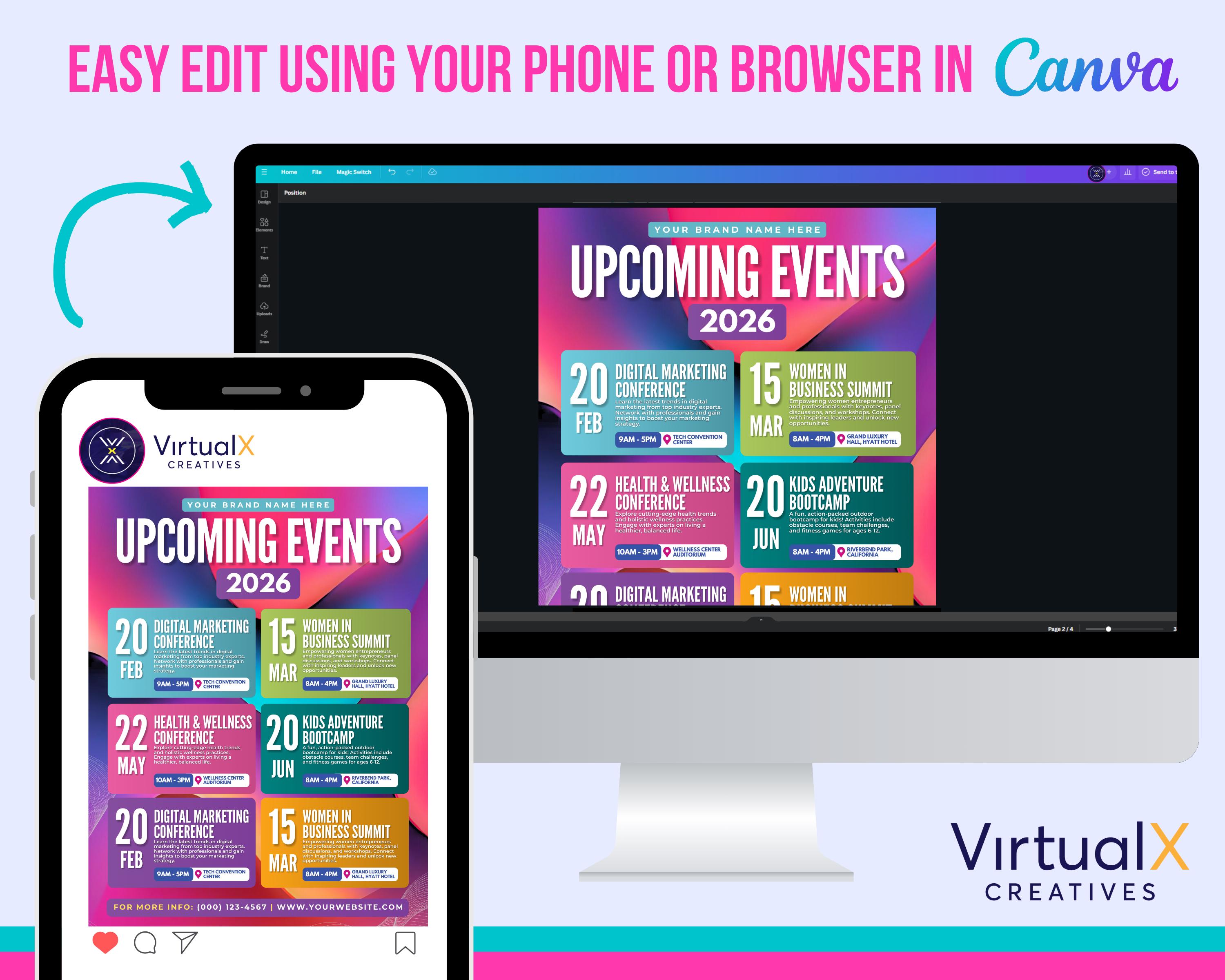 Upcoming Events Schedule Flyer, Events Agenda Flyer, Newsletter ...