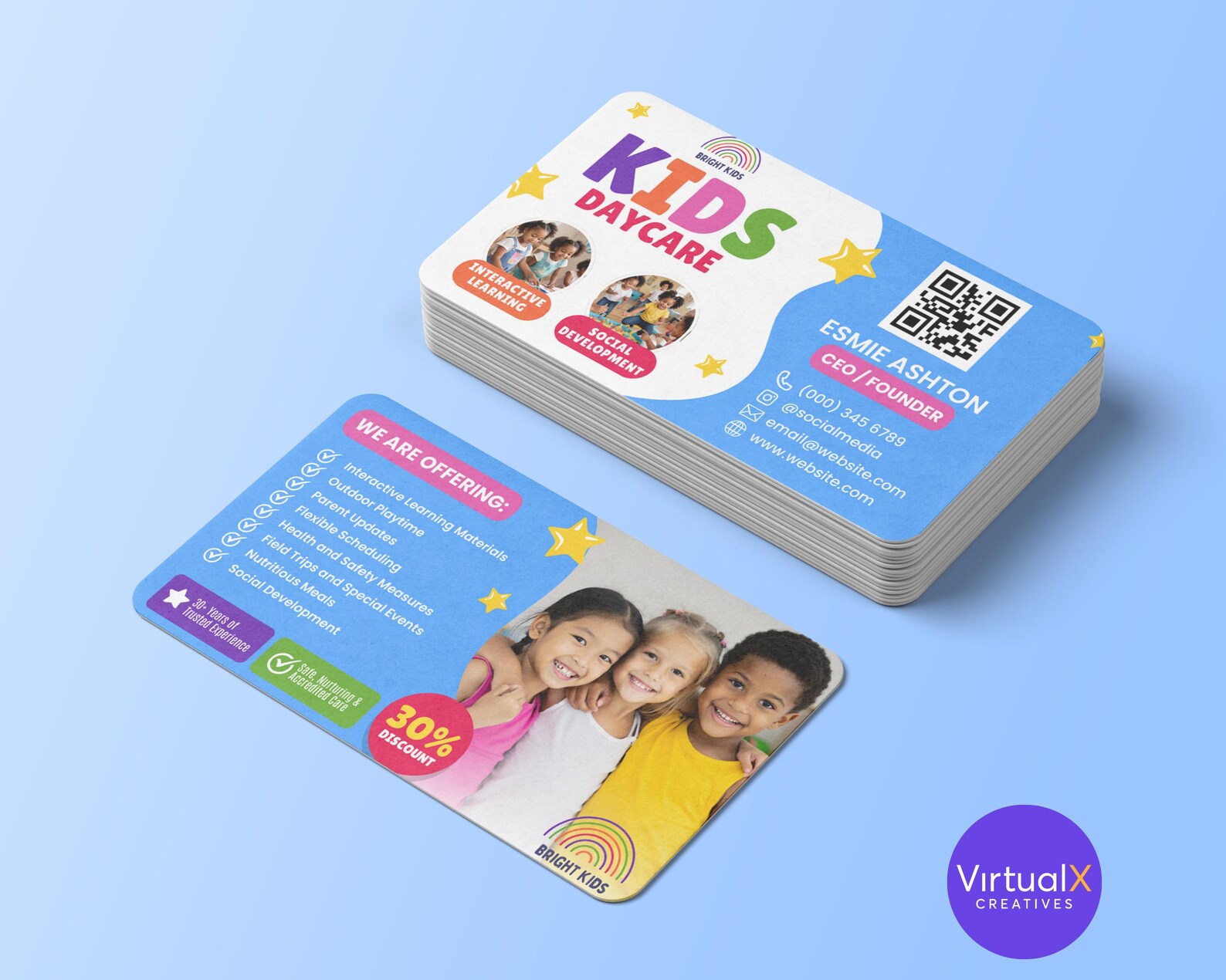 Kids Daycare Business Cards, Child Care Card, Baby Sitter Service ...