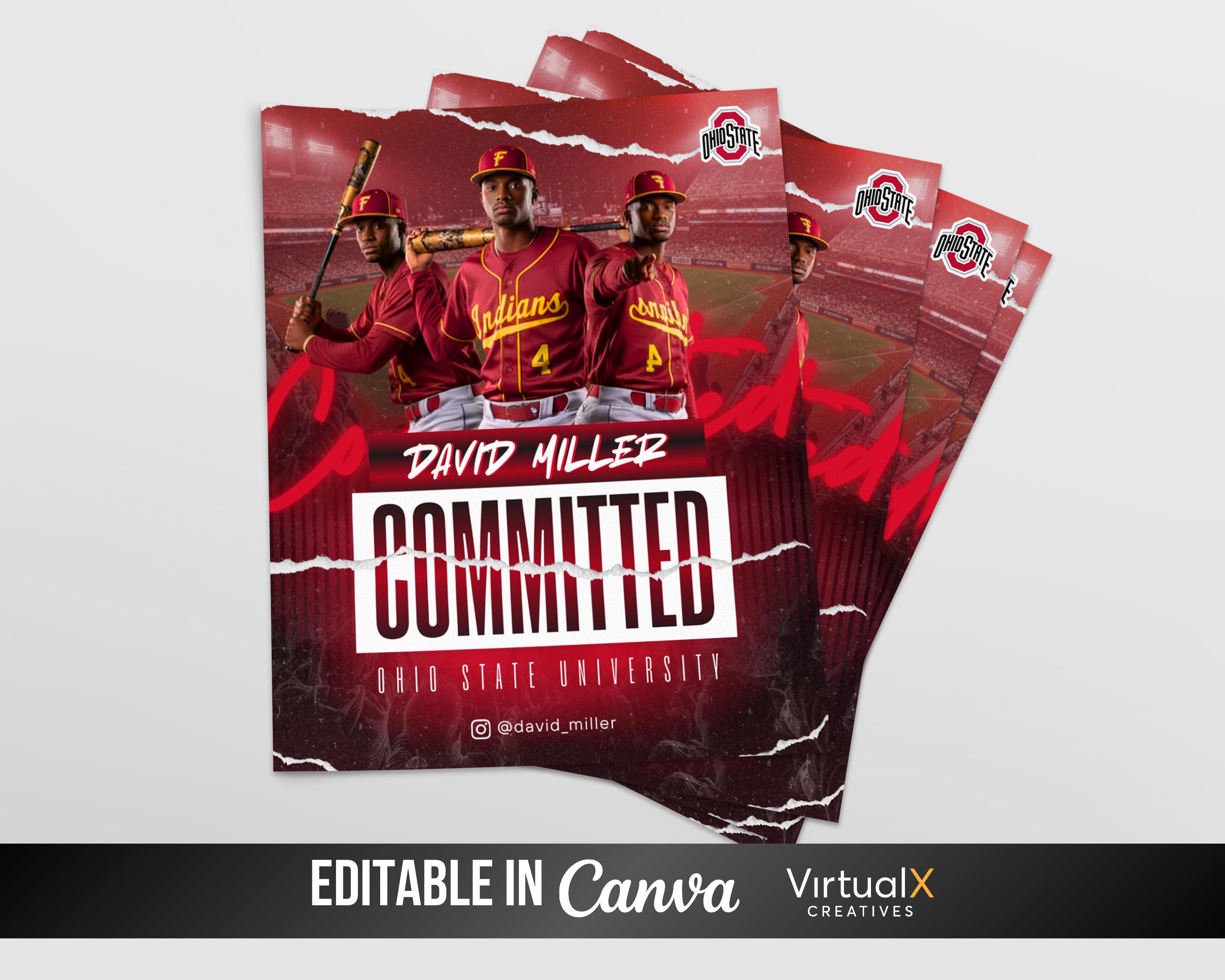 Sports Committed Poster, High School Commitment Social Media Flyer ...