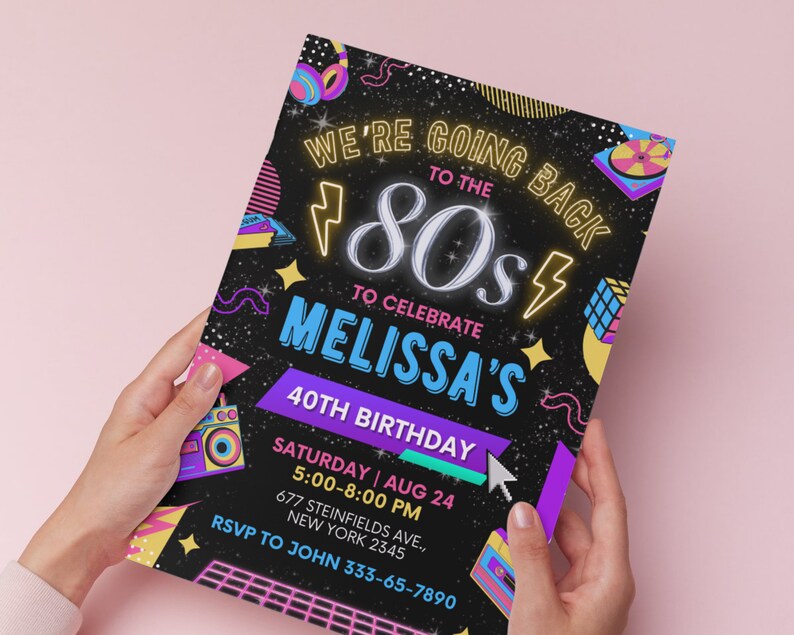 Throwback 80s Birthday Party Flyer, Retro Bday, House Party Invite ...