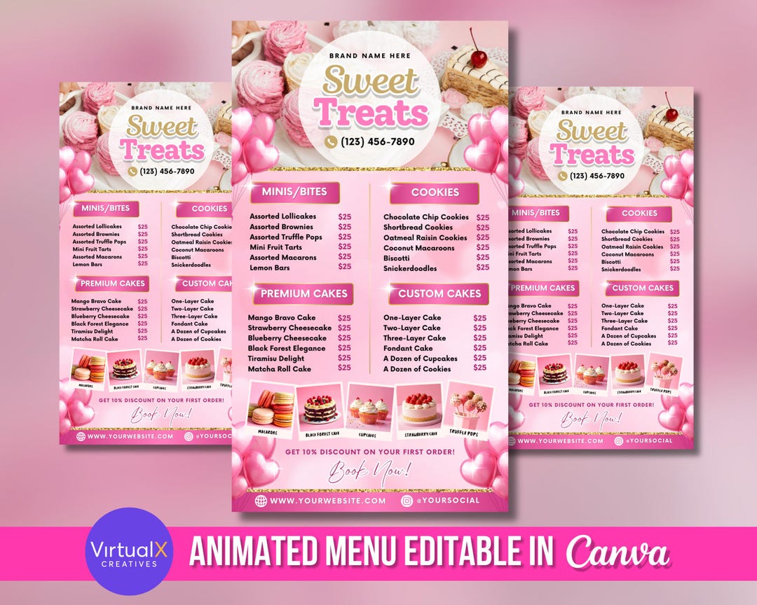 Animated Bakery Menu Flyer, Tasty Pastry Desserts, Sweet Treats, Bake ...