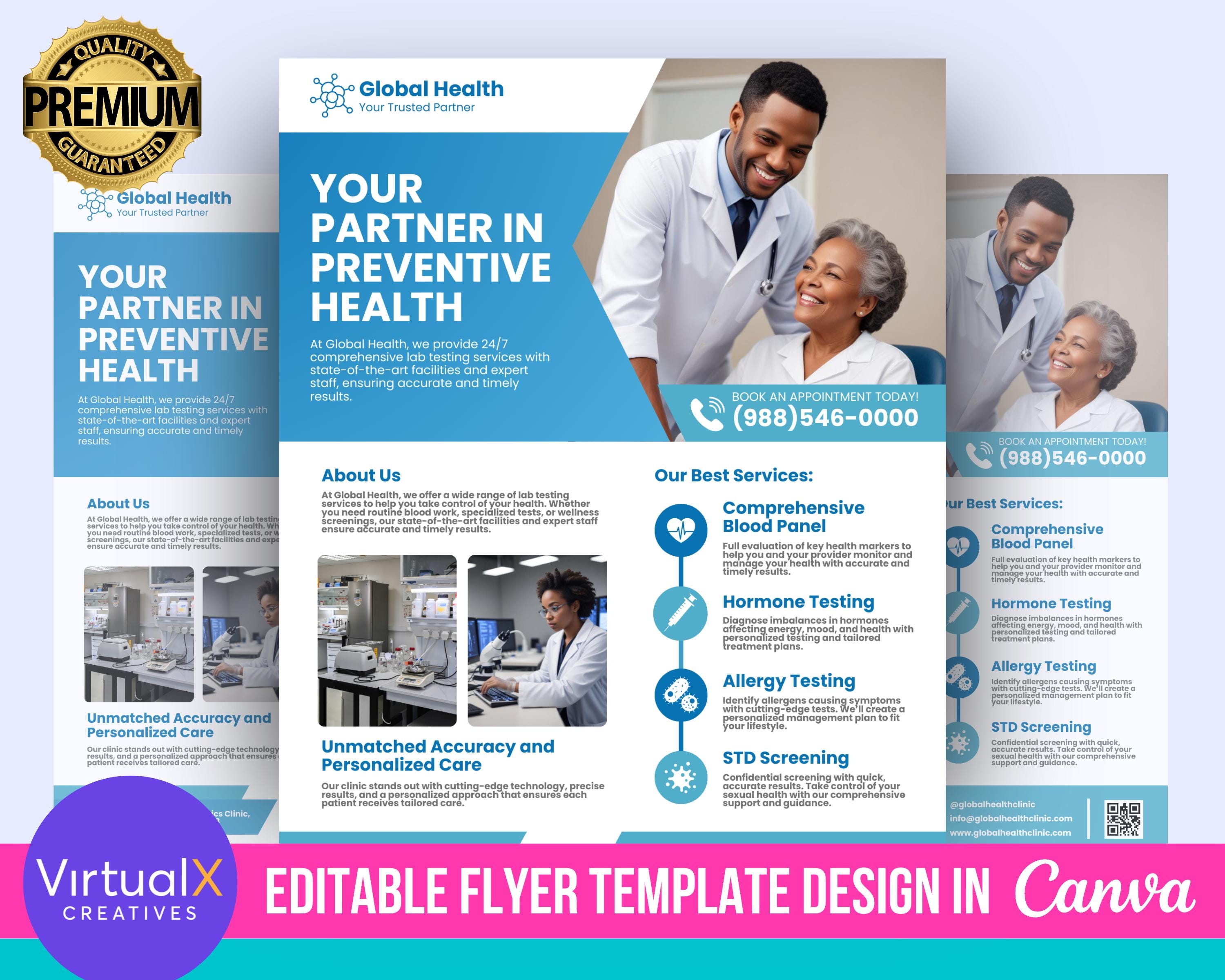 Lab Testing Flyer, Medical Laboratory Flyer, Diagnostics Clinic, Mobile ...